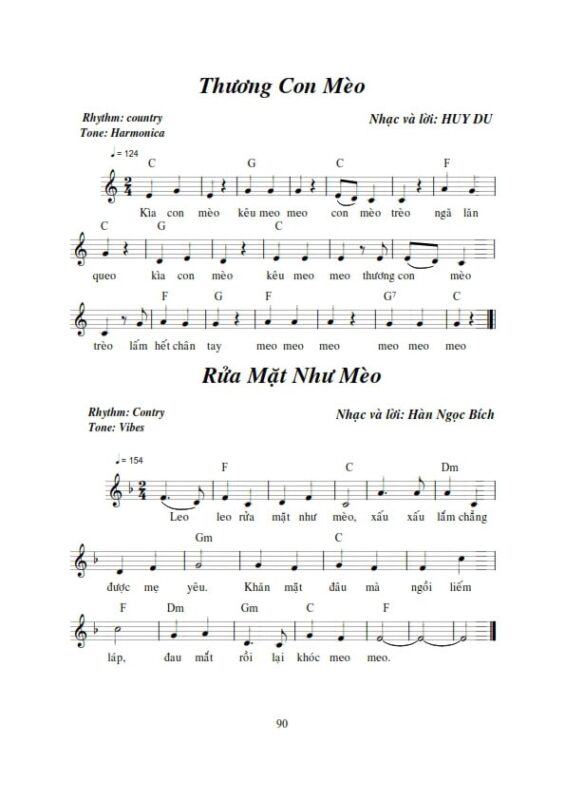 Sheet nhạc bài: THƯƠNG CON MÈO - Hợp âm Pro