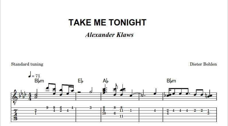 TAKE ME TONIGHT (Hợp âm) - Alexander Klaws