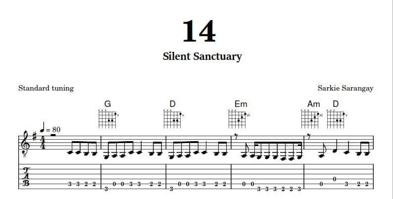 14 (Chords & TAB) - Silent Sanctuary