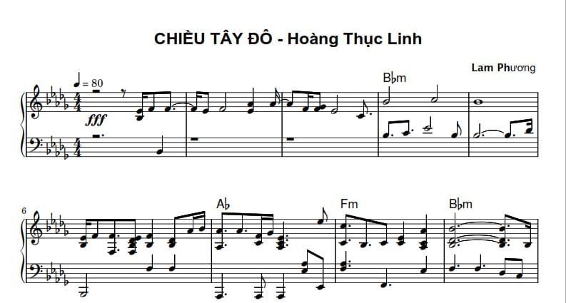 Hợp âm CHIỀU TÂY ĐÔ - Hoàng Thục Linh