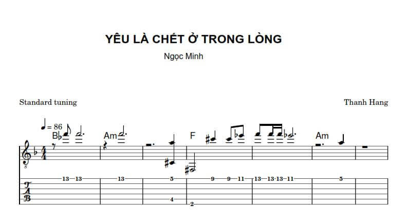 Hợp âm Yêu Là Chết Ở Trong Lòng - Ngọc Minh