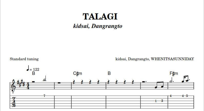 TALAGI (Hợp âm & TAB) - Kidsai