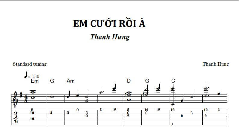 EM CƯỚI RỒI À (Hợp âm) - Thanh Hưng