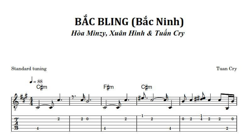 BẮC BLING (Bắc Ninh) (Hợp âm & TAB) - Tuấn Cry