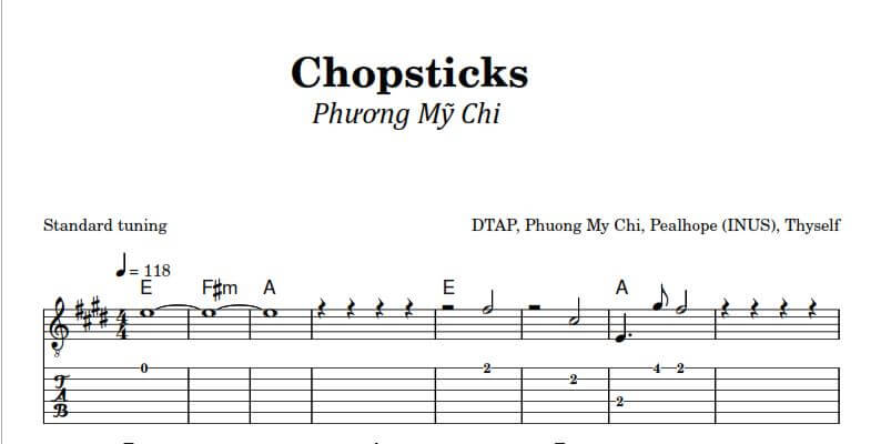 Chopsticks (Hợp âm & TAB) - Phương Mỹ Chi