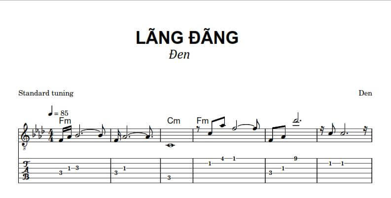 Lãng Đãng (Hợp âm & TAB) - Đen