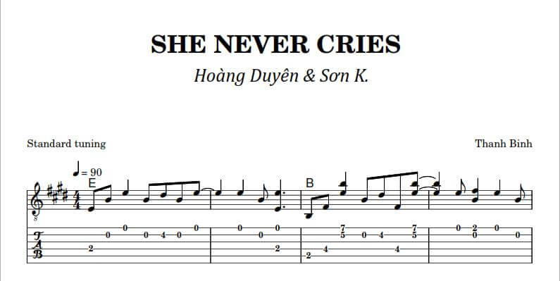 SHE NEVER CRIES (Hợp âm) - Hoàng Duyên & Sơn K.