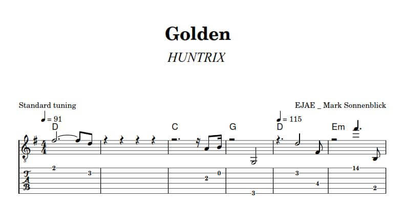 GOLDEN (Hợp âm & TAB) - HUNTRIX