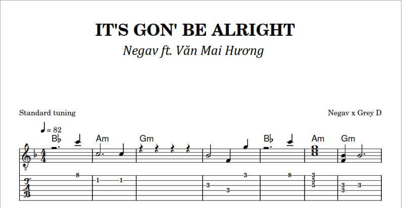 It's Gon'Be Alright (Hợp âm & TAB) - Negav